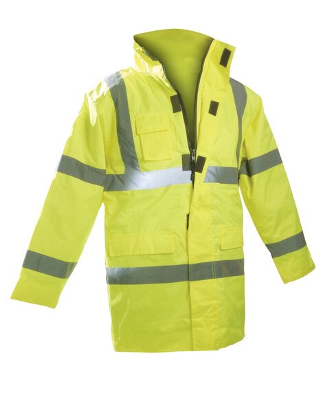 HI-VIZ PADDED STORM COAT - C/W KELLY FORMWORK FRONT & BACK LOGO ...
