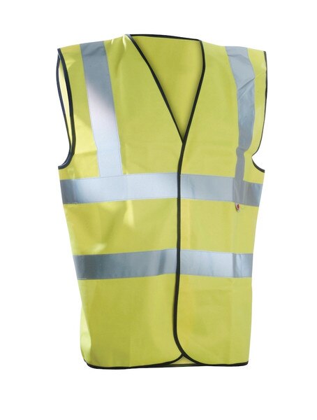 HI-VIZ WAISTCOAT - C/W BLACK DIAMOND SECURITY FRONT & BACK LOGO | SAFEAID