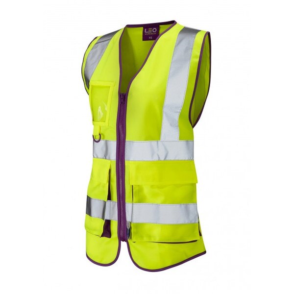 LADIES HI-VIZ WAISTCOAT - C/W VGC BACK LOGO | SAFEAID