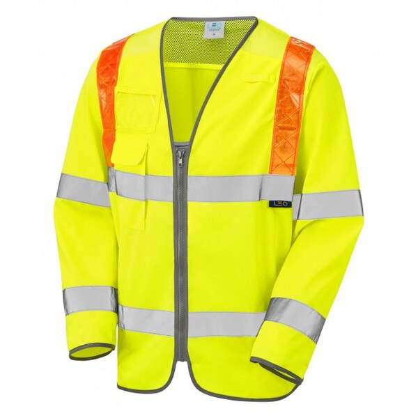 HI-VIZ L-SLEEVED WAISTCOAT WITH RED BRACES - C/W TRAFFIC SAFETY ...