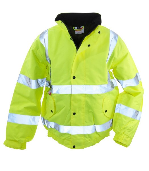 HI-VIZ PADDED BOMBER JACKET - C/W LESTEROSE BUILDERS BACK LOGO | SAFEAID