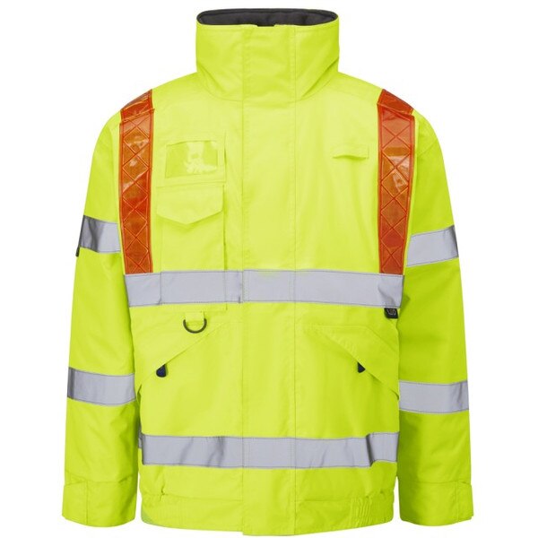 HI-VIZ SUPERIOR BOMBER JACKET (RED BRACES) - C/W SAFER ROADWORKS FRONT ...