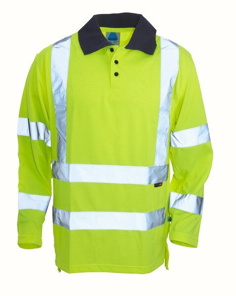 HI-VIZ LONG SLEEVED POLOSHIRT - C/W AECOM FRONT & BACK LOGO | SAFEAID
