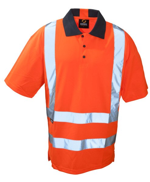SIGNAL CHILL HI-VIZ S-SLEEVED RAIL POLOSHIRT C/W KGJ BACK LOGO | SAFEAID