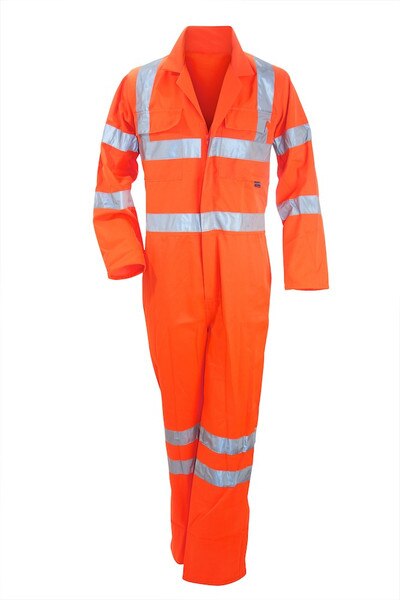 HI-VIZ RAIL COVERALL C/W TRACKWORK FRONT & BACK LOGO | SAFEAID
