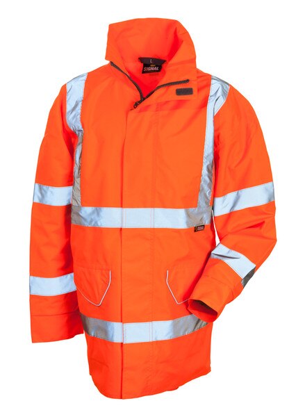 SIGNAL HI-VIZ BREATHABLE RAIL COAT - C/W LINEAR RECRUITMENT BACK LOGO ...
