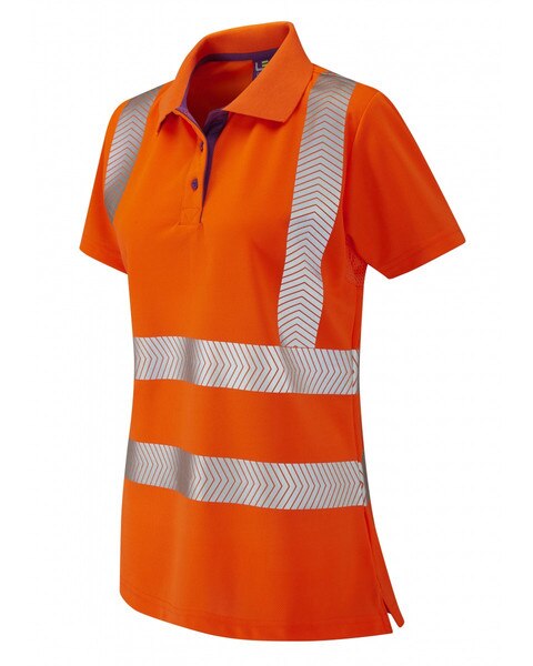 LADIES HI-VIZ RAIL S-SLEEVED POLOSHIRT - C/W MPI FRONT & BACK & ZERO ...